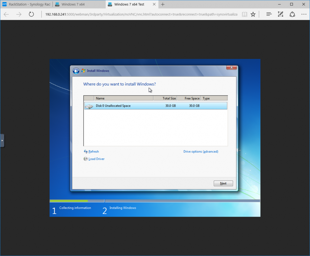 How to set-up Windows 7 on Synology Virtual Machine Manager Beta – Poyu