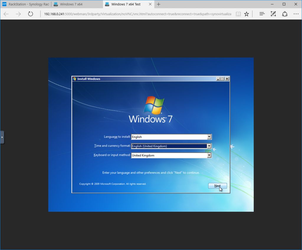 How to set-up Windows 7 on Synology Virtual Machine Manager Beta – Poyu
